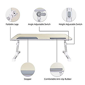 Laptop Bed Tray Table, Nearpow Adjustable Laptop Bed Stand, Portable Standing Table with Foldable Legs, Foldable Lap Tablet Table for Sofa Couch Floor - Medium Size