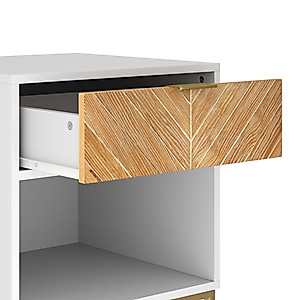 Nathan James Kensi Nightstand Side Accent or End Table with Storage, White/Gold