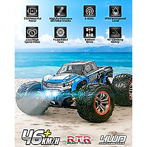 Hosim 9155 46+ KMH 4WD High Speed RC Monster Trucks,1:12 Scale Large Size RC Cars for Adults Boys Kid, All Terrain RC OffRoad Car 40+Min Play Remote Control Car for Boy 2 Batteries|6 Oil Filled Shocks