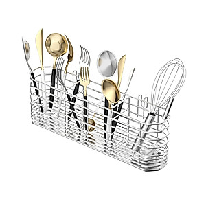 Utensil Holder for Sink , Sus304 Stainless Steel Rust Free Silverware Cutlery Flatware Holder Rack Organizer with Hooks for Dish Drying Rack Sink Dish Drainer in Kitchen Bathroom