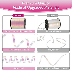 500 Yards Iridescent White Ribbon Metallic Balloon Curling Ribbon for for Party Festival Art Craft Decor,Florists, Weddings, Crafts and Gift wrap (Iridescent White)