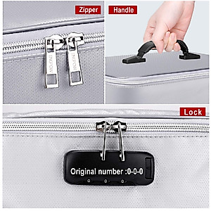 ENGPOW Fireproof & Water-Resistant Document Storage Bag 4-Layer Large Space,15" x 11" x 8" File Organizer Case with Lock,Document Safe Filing Organizer for Home Office Travel,Silver