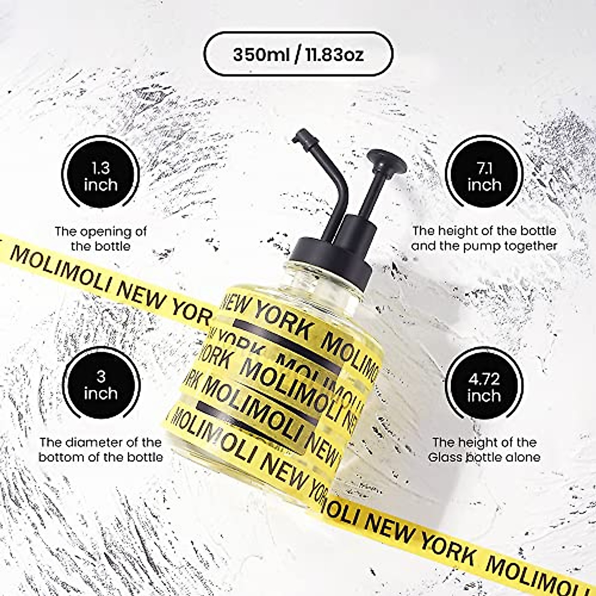 Molimoli Coffee Syrup Dispenser for Coffee Bar, Coffee Pump Dispenser, Glass Syrup Bottle w. Pump, 11.8 oz 350 ml, Set of 2, Black Upgraded Pump