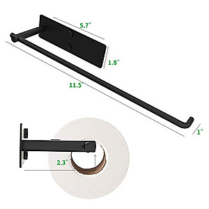 Paper Towel Holder Under Cabinet, Wall Mount Paper Towels Rack for Kitchen, Self Adhesive Hanging Paper Towel Holders for RV Camper, Black