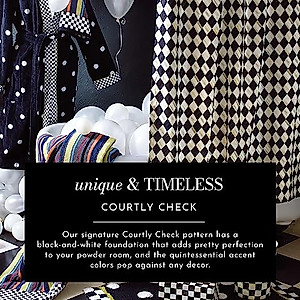 MACKENZIE-CHILDS Courtly Check Enamel Waste Bin, Decorative Trash Can for Bathroom or Bedroom