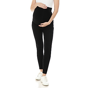 Leggings Depot Women's Maternity Jeans Pregnancy Denim Jeggings (Full Length, Black, X-Large)