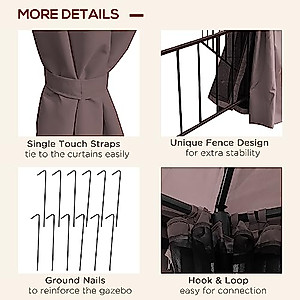 Outsunny 13' x 13' Patio Gazebo, Double Roof Hexagon Outdoor Gazebo Canopy Shelterwith Netting & Curtains, Solid Steel Frame for Garden, Lawn, Backyard and Deck, Coffee