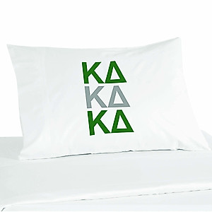 sockprints Kappa Delta Pillowcase - Sorority Letters in Sorority Colors Pillow Covers - KD Gifts - Kappa Delta Merch - 100% Cotton Standard Size 20x30 Inches Pillow Case