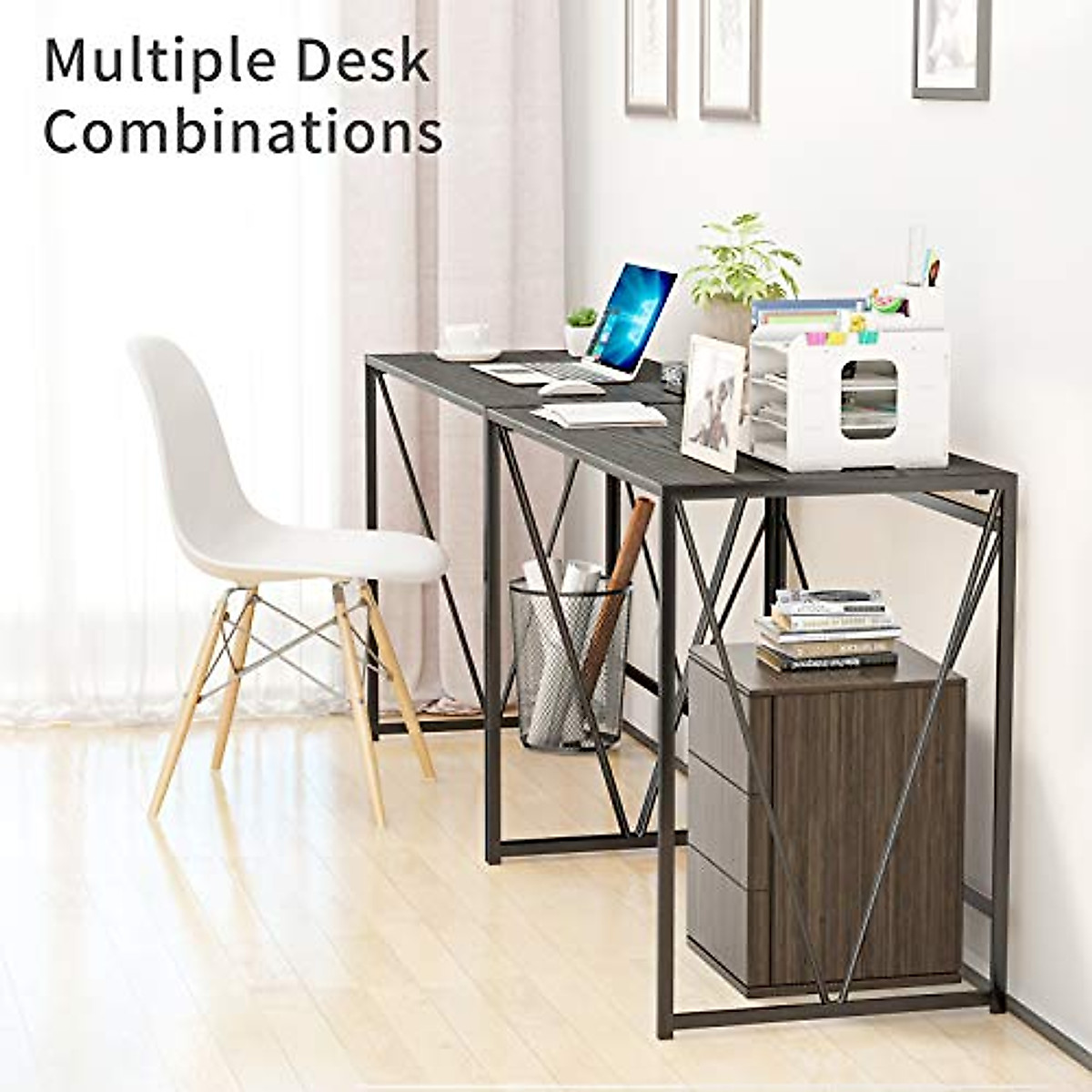 NOBLEWELL HOME Folding Computer Desk, Black