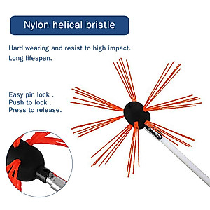 DECFLO Chimney Brush, Chimney Sweep Electrical Rotary Drill Drive Sweeping Cleaning Tool Kits with Nylon Flexible Rods (6 Rods)