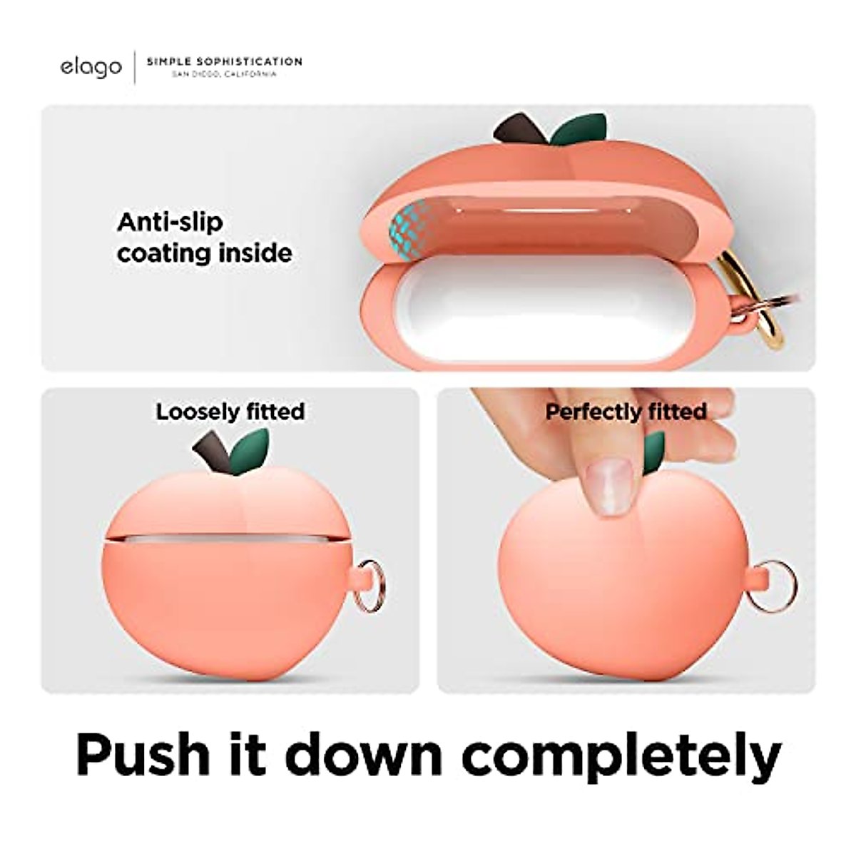 elago Compatible with AirPods Pro 2 Case, Peach 3D Design Case Compatible with AirPods Pro 2nd Generation, Keychain Included