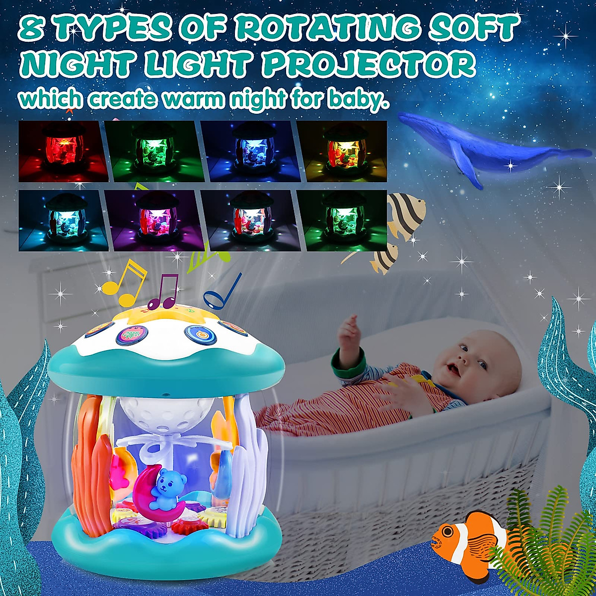 Cozybuy Baby Toys 6 to 12 Months, Musical Toys for Babies 6-12 Months, Light Up Crib Toys for Infants 0-6-12 Months, Crawling Learning Infant Toys 0-18 Month Toddlers 1 2 3 Year Old Boy Girl