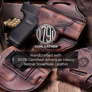 1791 GunLeather Holster for Sig Sauer P226, P220, P229 Right Hand OWB Leather Gun Holster for Belts Also fits 1911 with Rails, HK VP9, Beretta 92FS