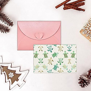 NEZIH Turtle Write Print Thank You Cards With Envelopes Classic Blank Thank Pearl Paper Greeting Card,