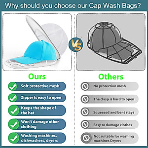Eiito Hat Washer for Washing Machine,Hat Cleaner for Baseball Caps with Frame Cage and Mesh (1Pack white with mesh)