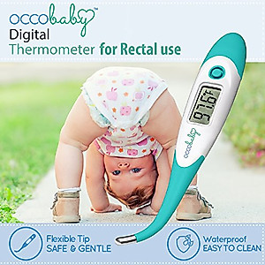 OCCObaby Clinical Digital Baby Thermometer - LCD, Flexible Tip, 10 Second Quick Accurate Fever Alarm Rectal Oral & Underarm Use - Waterproof Baby Thermometer for Infants & Toddlers