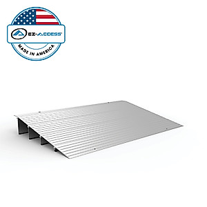EZ-ACCESS TRANSITIONS 4 Inch Portable Self Supporting Aluminum Modular Entry Threshold Ramp Ideal for Doorways and Raised Landings
