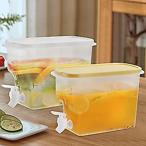 Jucoan 2 Pack 1 Gallon Fridge Beverage Drink Dispenser with Leak-proof Spigot, Plastic Cold Drink Juice Beverage Dispenser Jug for Party Drink, Juice, Iced Tea, Lemonade, Cold Brew