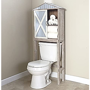 Rustic Barn Door Over The Toilet Storage Cabinet for The Bathroom