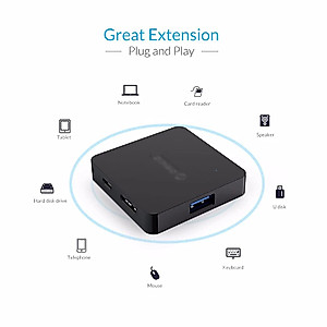 SHYPT Super Speed 4 Port USB HUB 3.0 Portable OTG HUB USB Splitter with Micro B Power Port for MacBook Laptop PC Tablet
