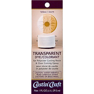 Environmental Technology Castin’ Craft Universal Transparent Resin Dye (1 oz | Yellow-Colored) Liquid Coloring Pigments for Polyester & Casting Epoxy | DIY Jewelry Making Concentrated Colorant Drops