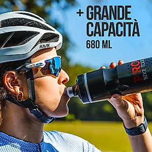 PRO BIKE TOOL 24oz Cycling Water Bottle - Easy Squeeze Sports Bottle - Fitness & Cycling Tumbler - Soft Silicone Mouthpiece & Fast Flow Valve - Ideal For Outdoor Activities - 680ml (Black)