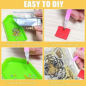 AyuqEjus 5D Diamond Painting Kits for Kids with 7.1"X7.1"Wooden Frame, Diamond Art for Kids Ages 6-12 by Number Kits DIY Painting Arts and Crafts,Diamond Dots for Kids Gift (Tiger-Cub)