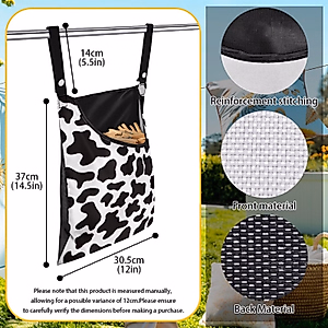 Bivxisrvo Cow Print Clothespin Bag with Hanging Hook Abrasion Resistant Clothes Pin Bag for Outside Clothespin Bag for Clothesline Outdoor for Hanging and Effortlessly Sliding on The Clothesline
