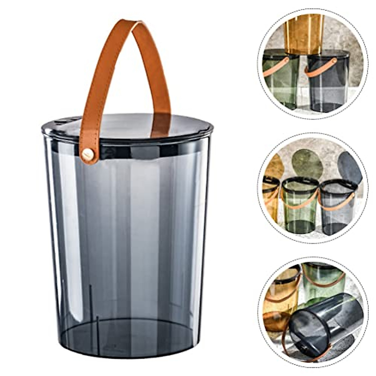 Kitchen Trash can Clear Trash Can Desktop Mini Trash Can Recycle Garbage Can Waste Basket Garbage Container Bins with Lid Handle for Home Office Blue Kitchen