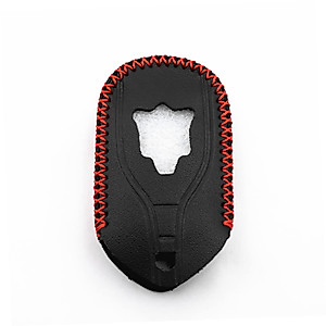 MJKEYAuto Black Leather 4 Buttons Smart Remote Key Fob Cover Chain Case for Maserati Ghibli, Levante, Quattroporte