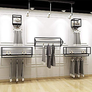 PIBM Stylish Simplicity Shelf Wall Mounted Floating Rack Shelves Coat Rack Metal Display Stand Decoration Bedroom Bathroom Clothing Store,4 Styles, Black , 100x30x40cm