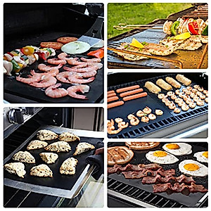 Grill Mat Set of 8-100% Non-Stick BBQ Grill Mats,Best BBQ Grill Mat-PTFE Teflon Baking sheets-Reusable and Dishwasher safe - Easy Clean & Easy Use on Gas,Charcoal,Electric Grill (8PCS 40X33)