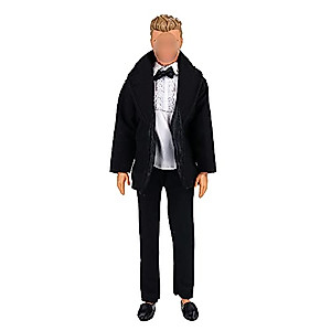 BARWA Wedding Set White Wedding Dress with Veil and Formal Suit Outfit for Boy & Girl Dolls