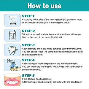 Ganbaro Moldable False Teeth, Teeth Repair Kit, Tooth Repair Granules, Temp Tooth Beads with 4 Dental Tools, Snap On Instant and Confident Smile
