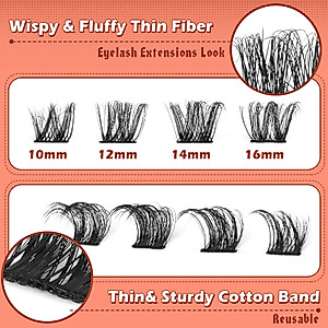 Lash Clusters Wispy DIY Eyelash Extension Individual Lashes 7-15MM D Curl Fluffy Cat Eye Lash Clusters Extension 9 Pairs 72Pcs Self Application at Home by JIMIRE