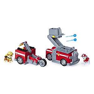 Paw Patrol, Marshall Split-Second 2-in-1 Transforming Fire Truck Vehicle Toy with 2 Collectible Figures