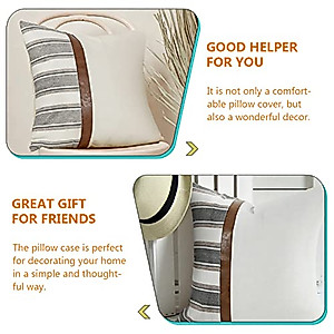 ORFOFE Home Decor Room Soft Farmhouse Covers Office Home Cushion Inch Pattern Geometric Flax for Stripe Multi- Bedroom Case Protector Car Beding Leather Faux Black Using Black Decor