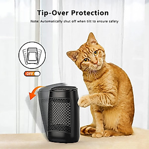 Zuvas Space Heater for Indoor Use 750W/1500W Small Electric Heaters Personal Room Heater for Office Bedroom, with Tip Over and Overheat Protection