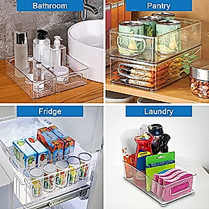 Refrigerator Organizer Bins, BS One Set of 6 Fridge Organizers and Storage Clear, Stackable Storage Bins for Kitchen, Bathroom, Bedroom, Cabinet, Countertops, Freezer and Pantry