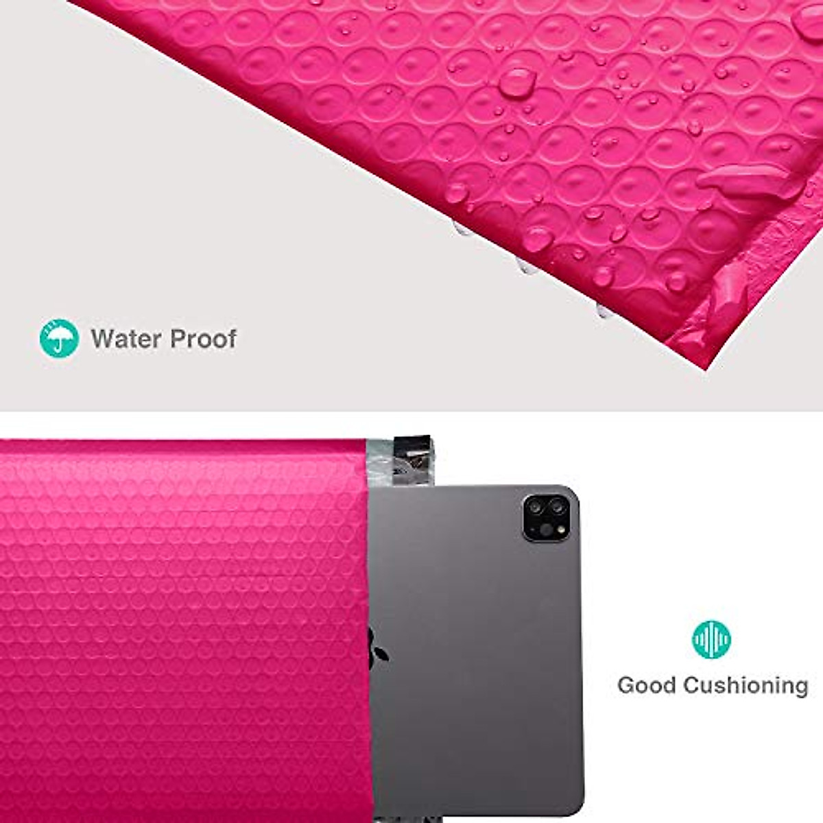 GSSUSA Pink Poly Bubble Mailers 8.5x12 Self-Seal Packaging Bags, Small Business Supplies, Padded Envelopes, Bubble Envelopes, Mailing Bags, Packaging for Small Business, Pink Bubble Mailer, 25 Pack