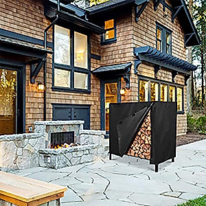 HOXHA Firewood Rack Cover Outdoor Log Rack Waterproof Cover Oxford Fireplace Wood Rack Covers Weather Resistant Outside, 8FT