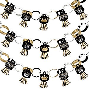 Big Dot of Happiness Prom - 90 Chain Links and 30 Paper Tassels Decoration Kit - Prom Night Party Paper Chains Garland - 21 feet