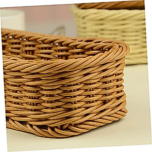 UPKOCH 3pcs Vegetables Tote Imitation Containers Bins Plastic Rattan Handmade Food Rectangular Wicker Snack S Fruit Dinnerware Poly Woven Napkins Kitchen Silverware Basket Holders