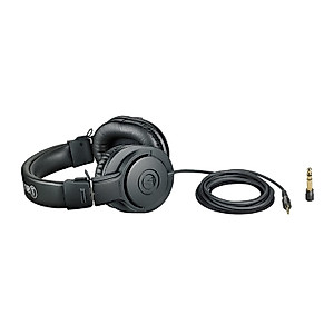 Audio-Technica AT2005USB Cardioid Dynamic USB/XLR Microphone with Audio Technica ATH-M20X Headphones, Knox Gear Studio Stand Shock Mount and Pop Filter Bundle (5 Items)