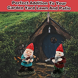 HNHMT 3Pcs Garden Gnomes,Mini Military Garden Gnome with Guns,Resin Soldier Gnomes Statue,Naughty Dwarf Statue,Gnome Garden Figurines Gifts for Women,Funny Gnome Decorations for Home Patio Yard Lawn