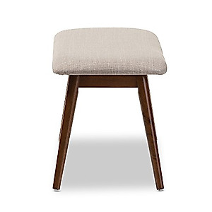 Baxton Studio Flora Mid-Century Modern Light Grey Fabric and Oak Medium Brown Finishing Wood Dining Bench