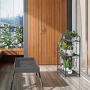VyGrow Plant Stand, 3 Tier Plant Shelf for Indoor Outdoor, Heavy Duty Metal Outdoor Plant Stand Holder Rack for Living Room Balcony and Garden
