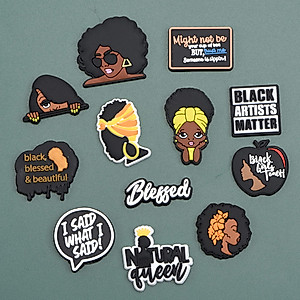 UNN Shoes Charms Black lives Matter Decoration for Kids Girls Adult Women Birthday Gifts Party Supplies BLM-SC038-Yellow-12pcs