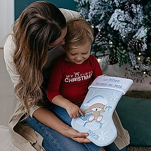 Heart's Sign Babys First Christmas Stocking 2024 | My First Christmas Baby Boy and Baby Girl | Newborn Stockings Christmas Ornaments | Newborn Christmas Decor, Blue