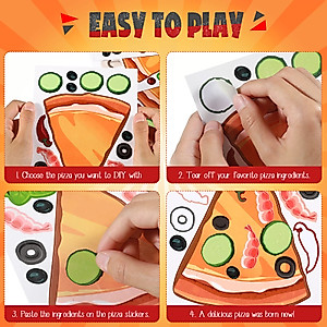 24 Sheets Make Your Own Pizza Stickers, Mix and Match Pizza Decals DIY Pizza Clings Mushrooms Pizza Stickers Pizza Party Favor and Decoration for Kids Birthday Party, School Supplies, Gift Rewards